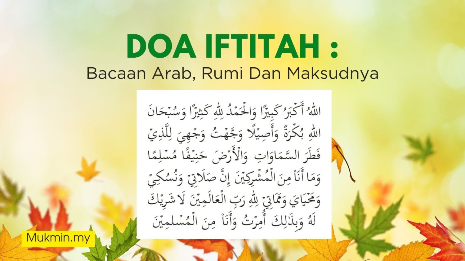 Doa Iftitah Dalam Solat - MUKMIN.MY
