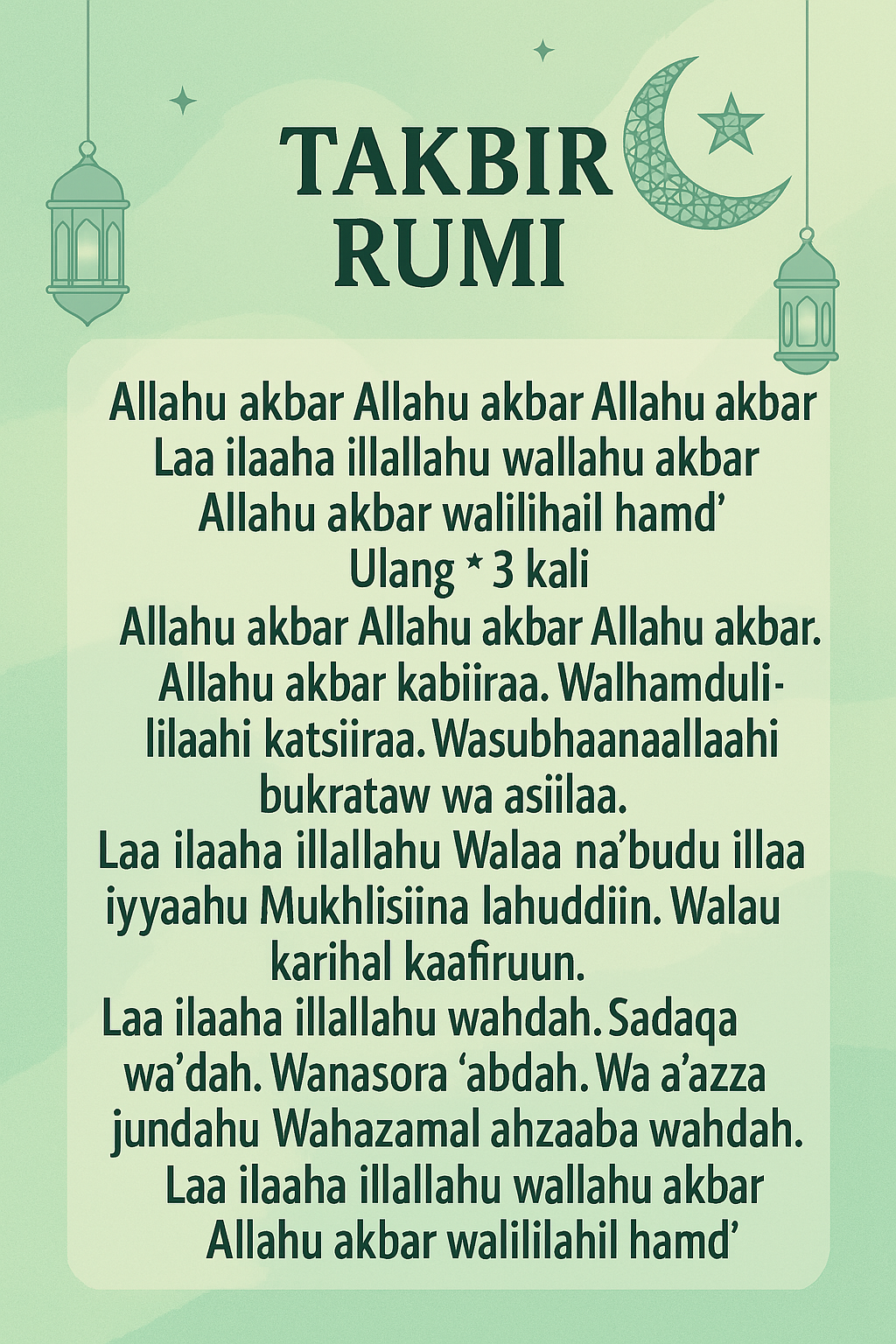 Takbir Raya Aidilfitri (Maksud dan Bacaan rumi) - MUKMIN.MY